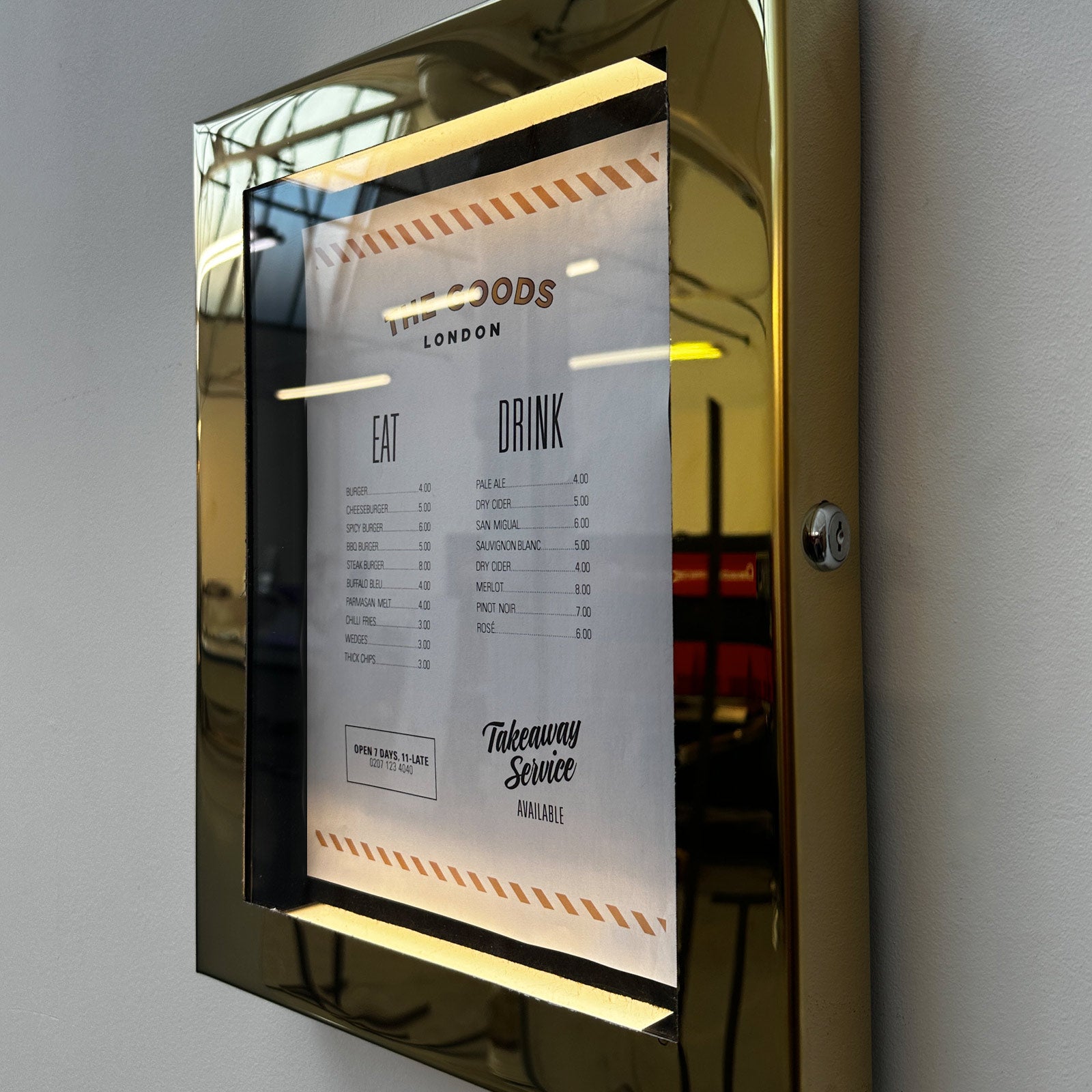 Brass Menu Case UK – 'The Goods' Signs London