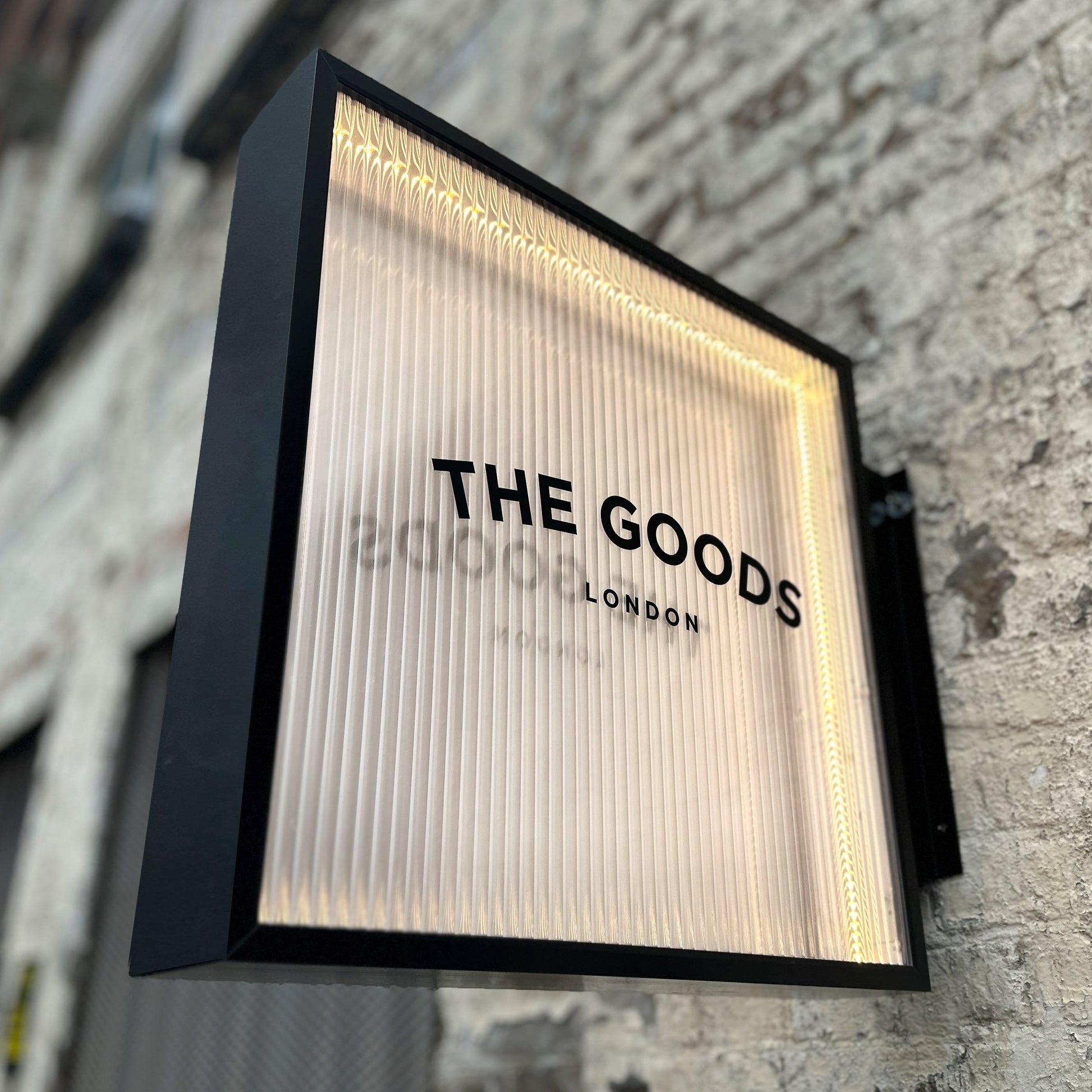 Fluted Glass Light Box Sign – 'The Goods' Signs London
