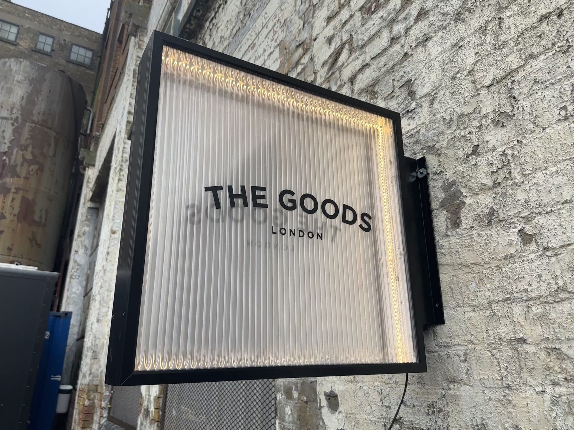 Fluted Glass Light Box Sign – 'The Goods' Signs London