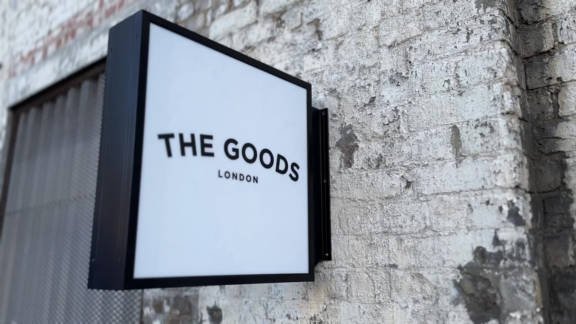 Black Metal Light Box Projecting Sign – 'The Goods' Signs London