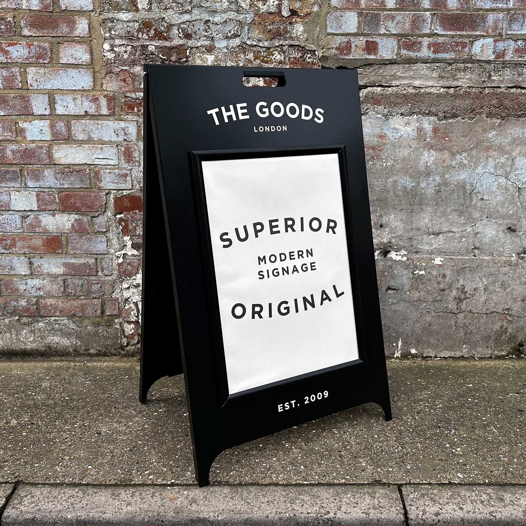 'A' board Pavement Poster sign (Black) – 'The Goods' Signs London